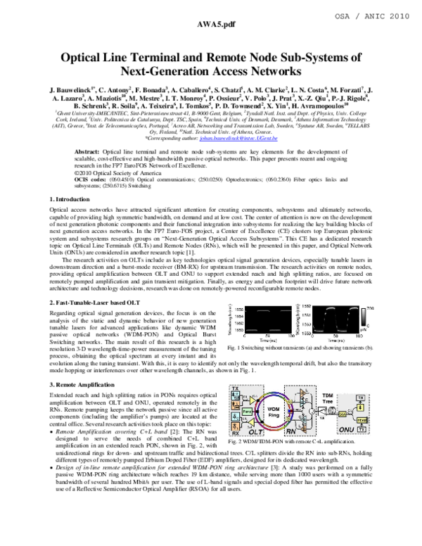 (PDF) Optical Line Terminal and Remote Node Sub-Systems of Next ...