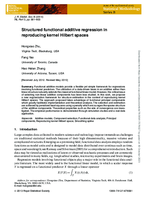Pdf Structured Functional Additive Regression In Reproducing Kernel Hilbert Spaces