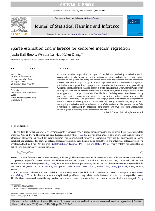 (PDF) ARTICLE IN PRESS Journal of Statistical Planning and Inference ...