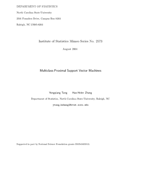 (PDF) Multiclass Proximal Support Vector Machines