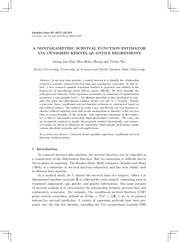 Pdf Censored Quantile Regression In Reproducing Kernel Hilbert Space