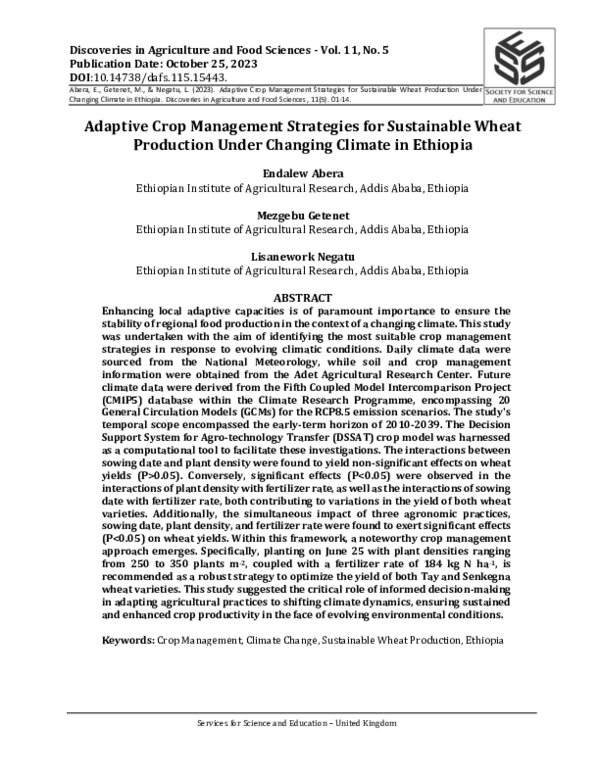 (PDF) Adaptive Crop Management Strategies for Sustainable Wheat ...