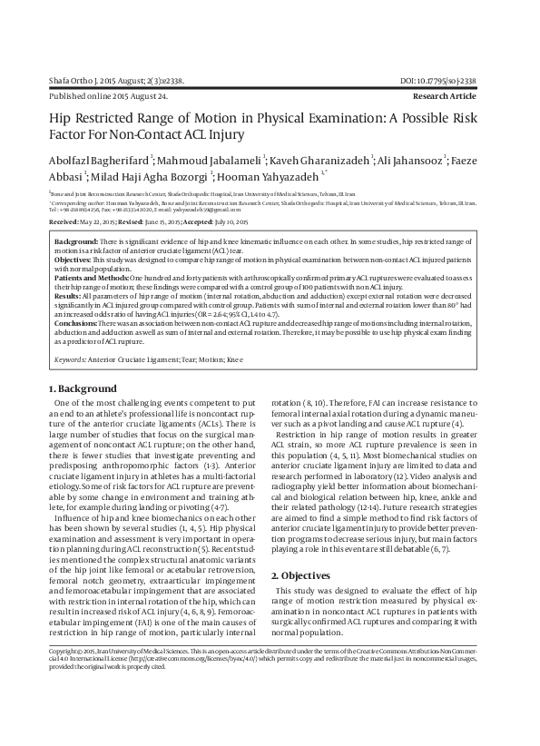 (PDF) Hip Restricted Range of Motion in Physical Examination: A ...