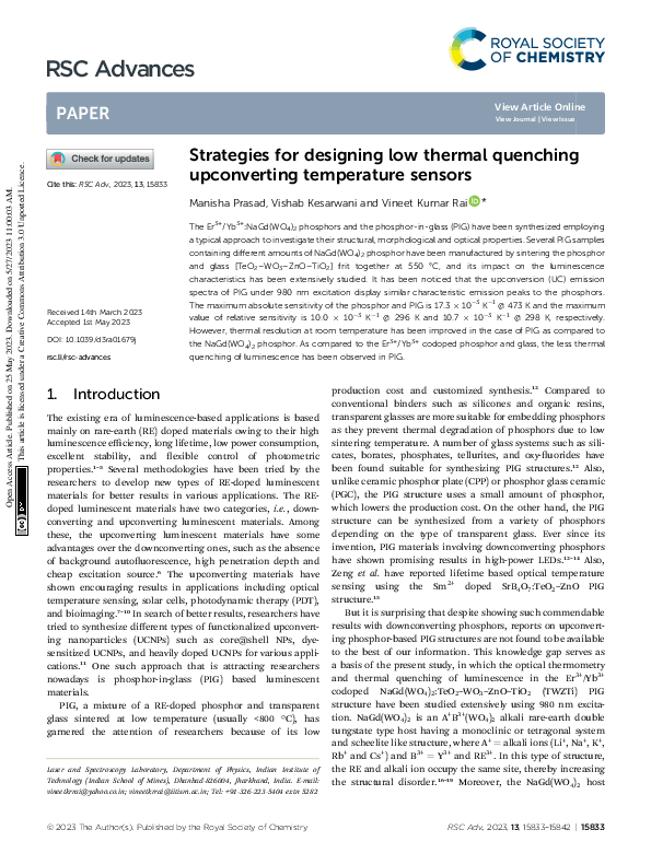 (PDF) Strategies for designing low thermal quenching upconverting ...