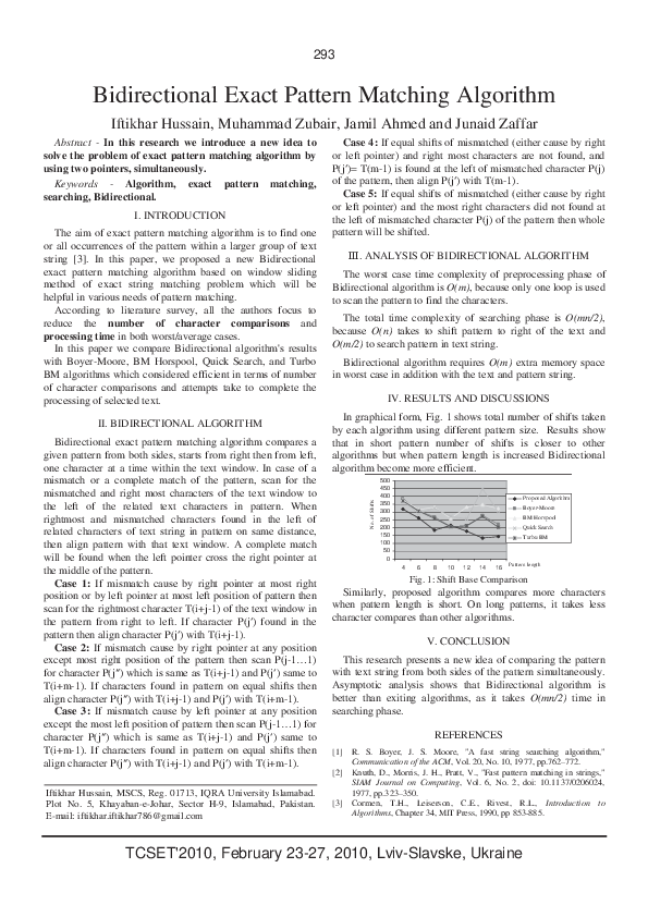 (PDF) Bidirectional Exact Pattern Matching Algorithm | Jamil Ahmed ...