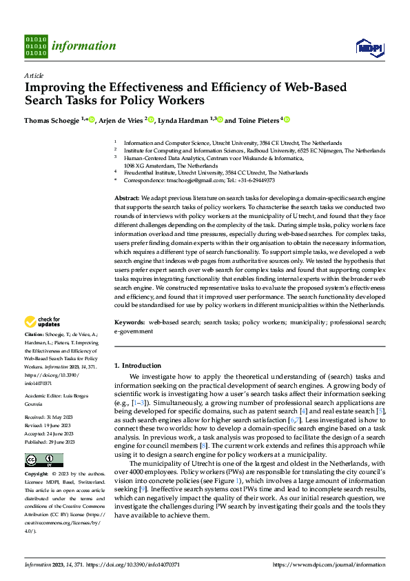 (PDF) Improving the Effectiveness and Efficiency of Web-Based Search Tasks for Policy Workers ...