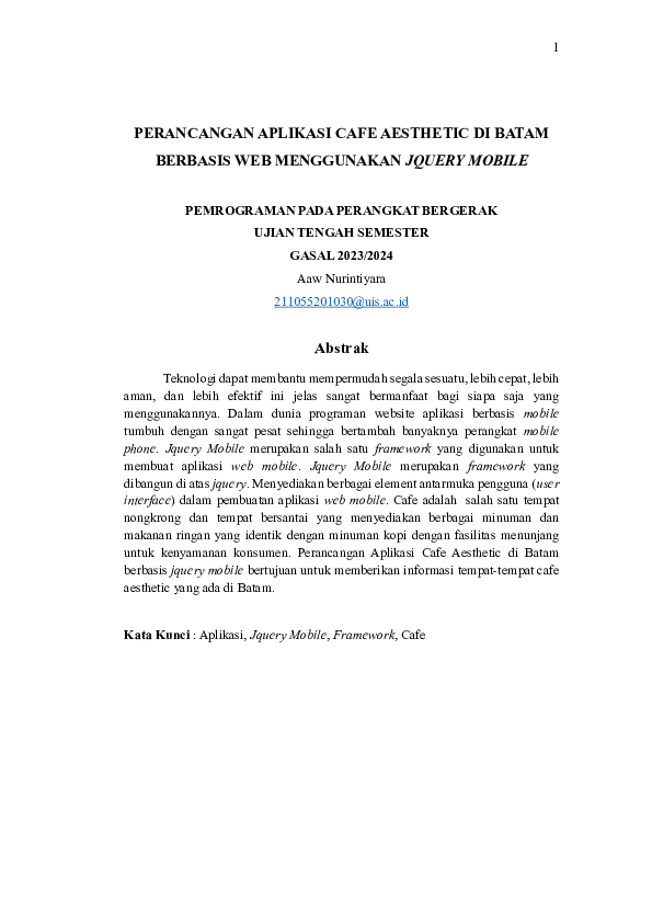 (PDF) PERANCANGAN APLIKASI CAFE AESTHETIC DI BATAM BERBASIS WEB ...