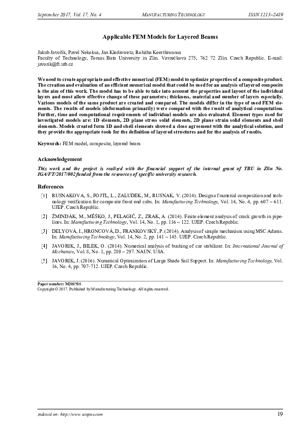 (PDF) Applicable FEM Models for Layered Beams