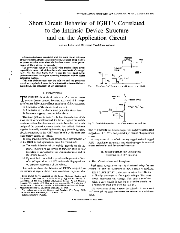 (PDF) Short circuit behavior of IGBTs correlated to the intrinsic device structure and on the ...