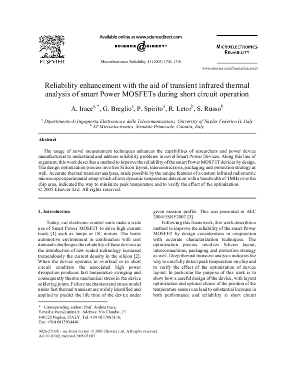 (PDF) Reliability enhancement with the aid of transient infrared thermal analysis of smart Power ...