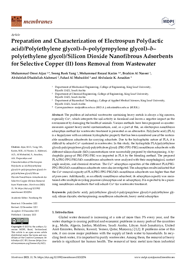 (PDF) Preparation and Characterization of Electrospun Poly(lactic acid)/Poly(ethylene glycol)–b ...