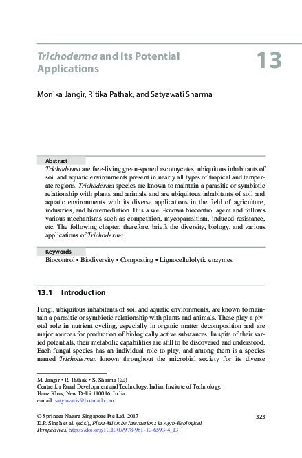 (PDF) Trichoderma and Its Potential Applications