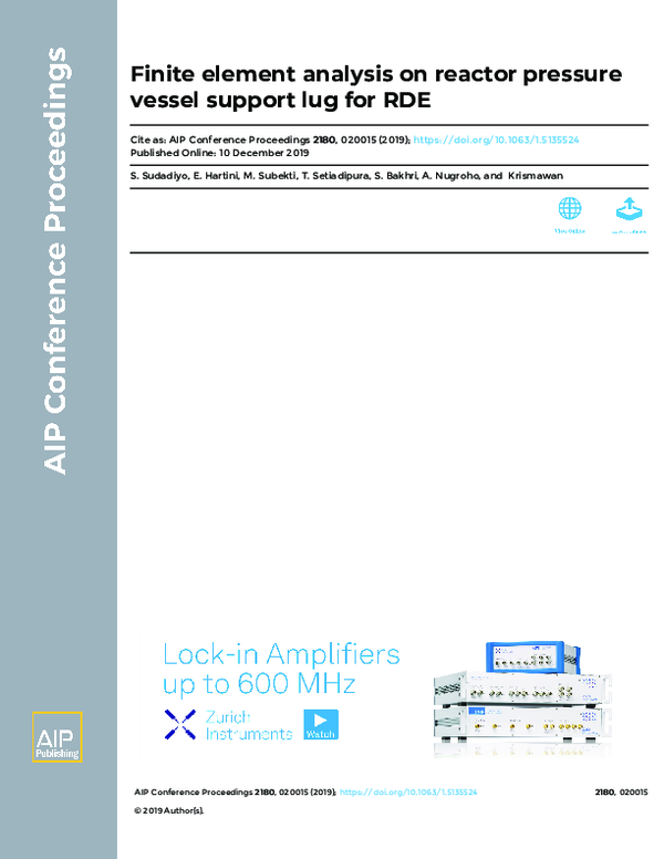 (PDF) Finite element analysis on reactor pressure vessel support lug ...