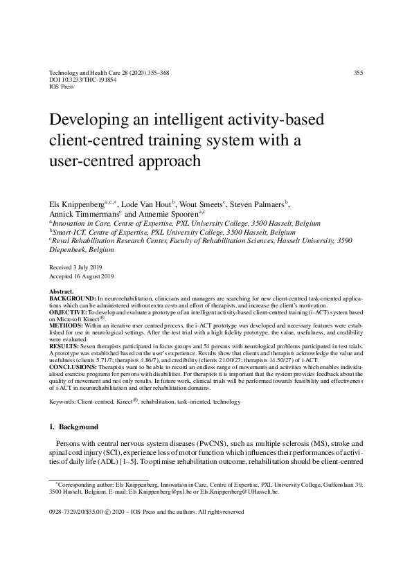 (PDF) Developing an intelligent activity-based client-centred training ...