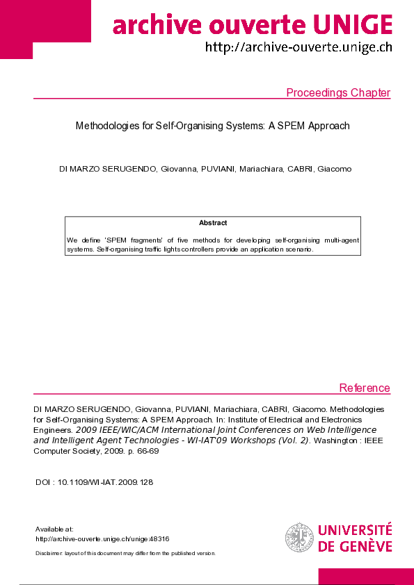 (PDF) Methodologies for Self-Organising Systems: A SPEM Approach
