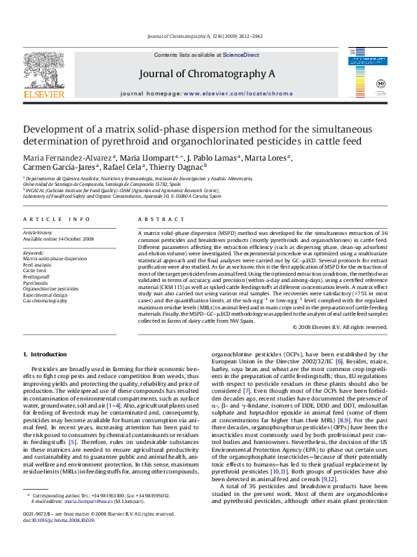 (PDF) Development of a matrix solid-phase dispersion method for the determination of polycyclic ...