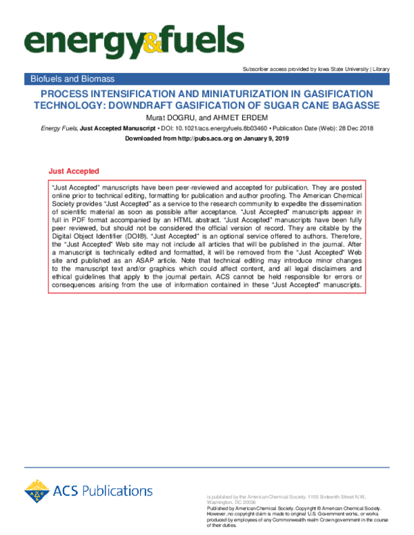 (PDF) Process Intensification and Miniaturization in Gasification ...