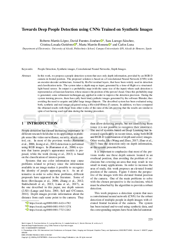 Pdf Deep People Detection From Depth Maps