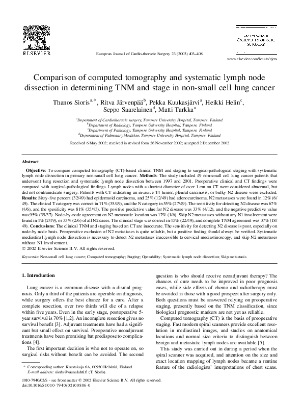 (PDF) Comparison of computed tomography and systematic lymph node dissection in determining TNM ...