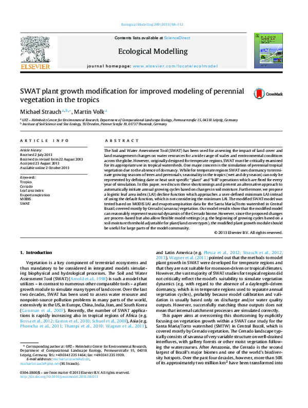(PDF) SWAT plant growth modification for improved modeling of perennial ...