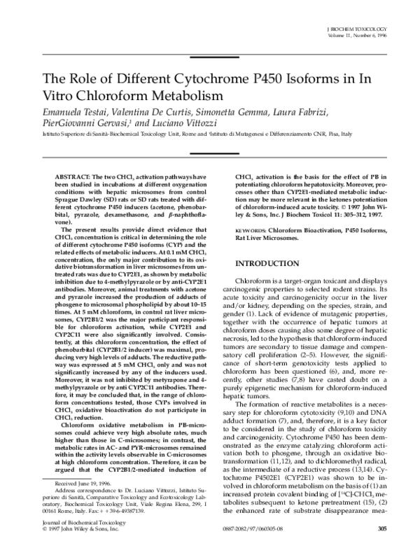 (PDF) The role of different cytochrome P450 isoforms in in vitro ...