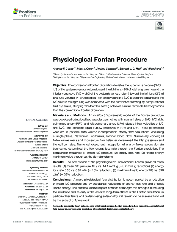 (PDF) Physiological Fontan Procedure