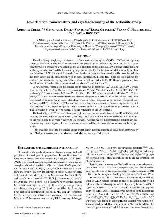 (PDF) Re-definition, nomenclature and crystal-chemistry of the ...
