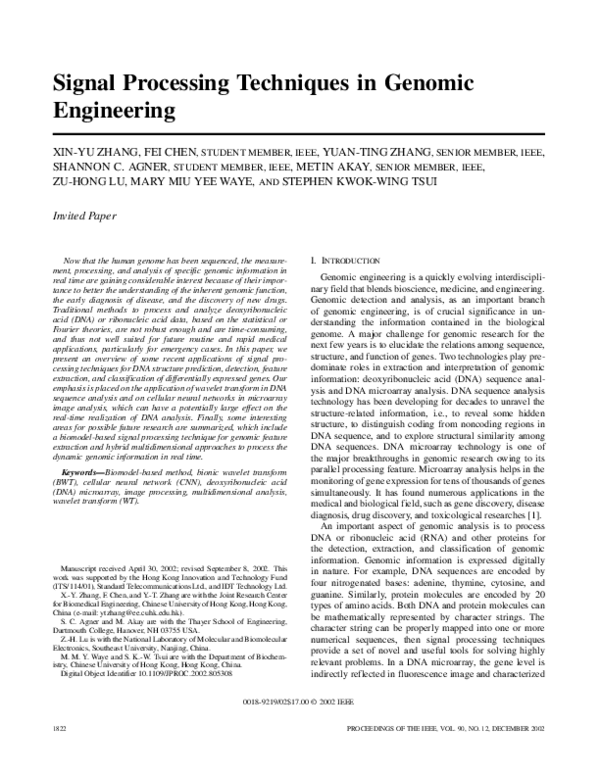 (PDF) Signal processing techniques in genomic engineering