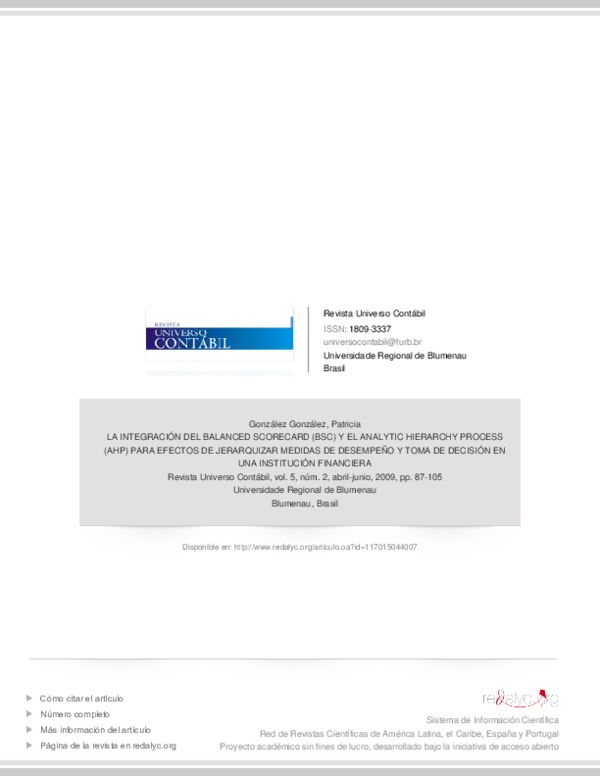 Pdf La Integración Del Balanced Scorecard Bsc Y El Analytic