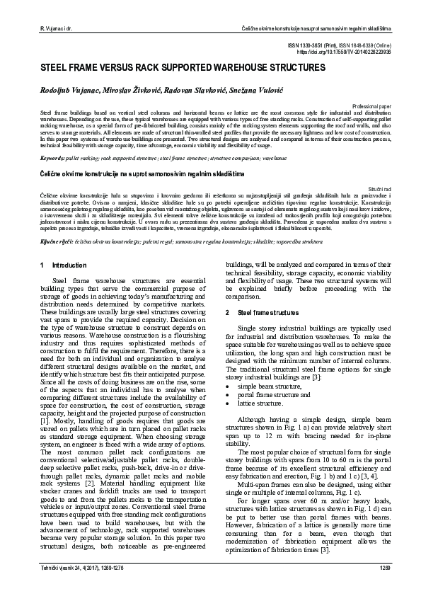 (PDF) Steel frame versus rack supported warehouse structures