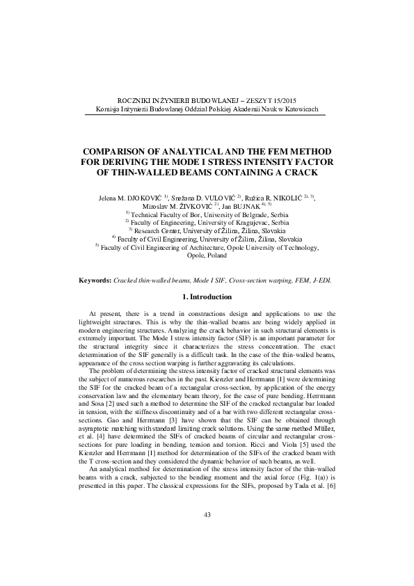 (PDF) Comparison of analytical and the FEM method for deriving the mode i stress intensity ...