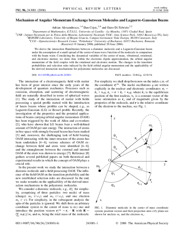 (PDF) Mechanism of Angular Momentum Exchange between Molecules and ...