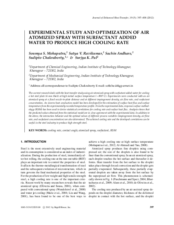 (PDF) Experimental Study and Optimization of Air Atomized Spray with ...
