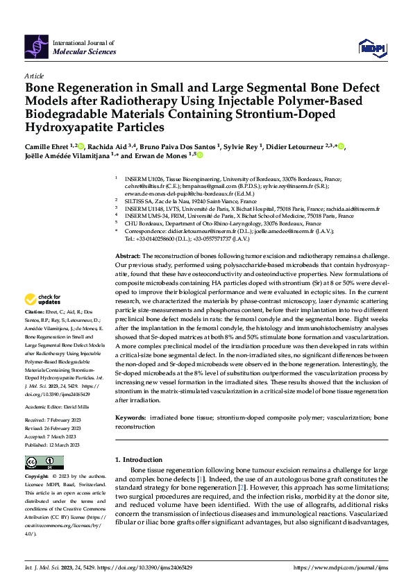 (PDF) Bone Regeneration in Small and Large Segmental Bone Defect Models ...
