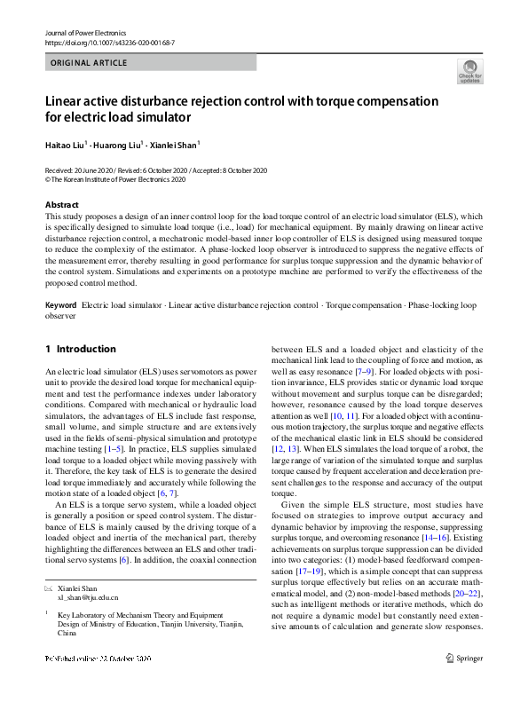 (PDF) Linear Active Disturbance Rejection Control with a Fractional-Order Integral Action