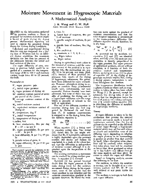 (PDF) Moisture Movement in Hygroscopic Materials A Mathematical Analysis