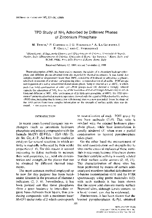 (PDF) TPD study of NH3 adsorbed by different phases of zirconium phosphate
