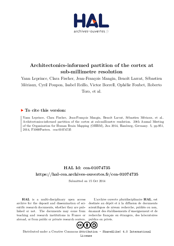 (PDF) Architectonics-informed partition of the cortex at sub-millimetre resolution