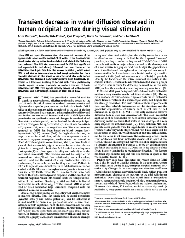 (PDF) Transient decrease in water diffusion observed in human occipital ...