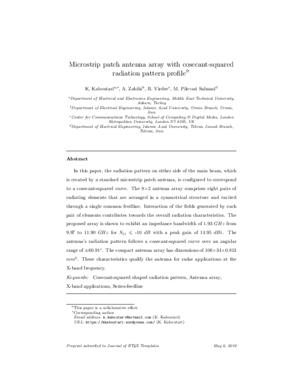 (PDF) Microstrip patch antenna array with cosecant-squared radiation ...
