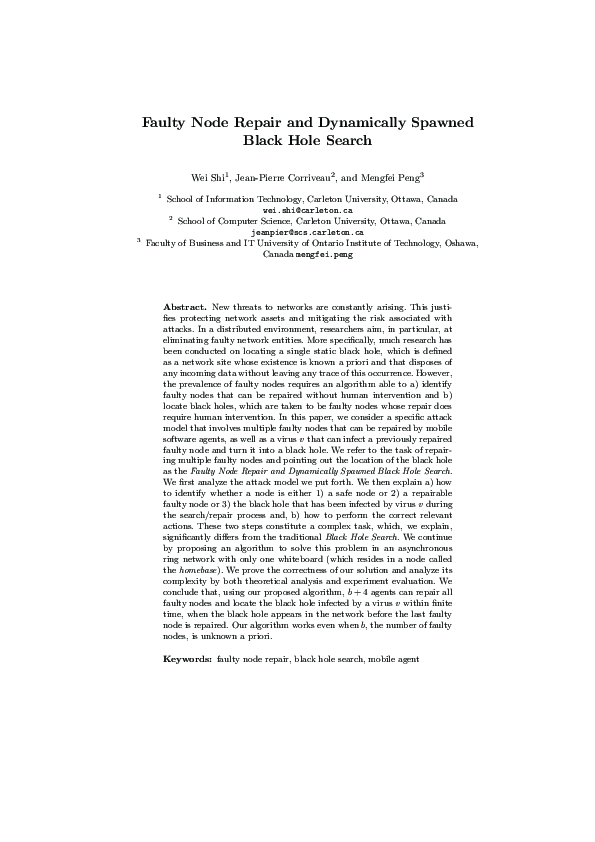 (PDF) Faulty Node Repair and Dynamically Spawned Black Hole Search