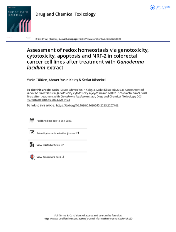 (PDF) Assessment of redox homeostasis via genotoxicity, cytotoxicity, apoptosis and NRF-2 in ...