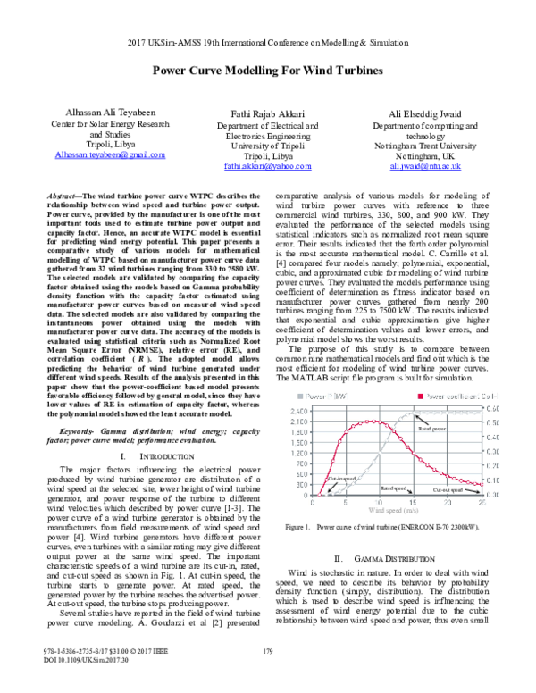 (PDF) Power Curve Modelling for Wind Turbines