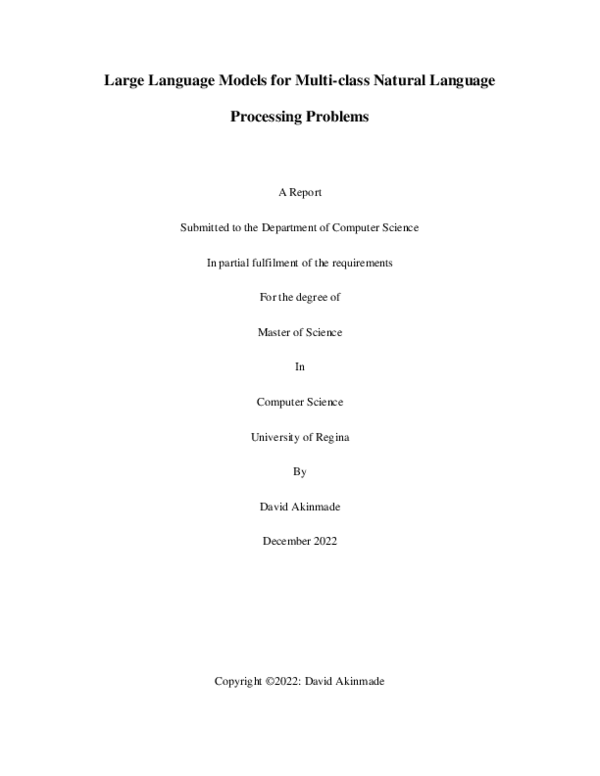 (PDF) Large Language Models for Multi-class Natural Language Processing ...