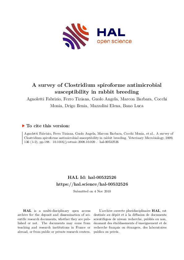 (PDF) A survey of Clostridium spiroforme antimicrobial susceptibility ...
