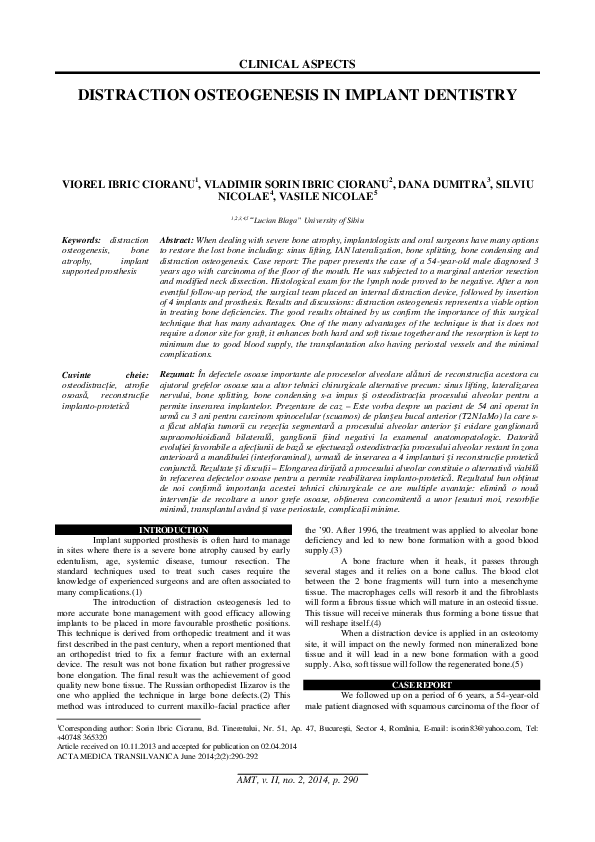 (PDF) Distraction Osteogenesis in Implant Dentistry | Dr.Dana Dumitra ...