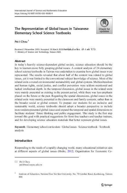 (PDF) The Representation of Global Issues in Taiwanese Elementary ...