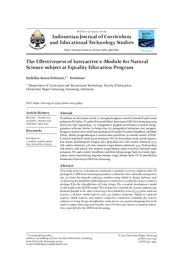 (PDF) The Effectiveness of Interactive e-Module for Natural Science ...