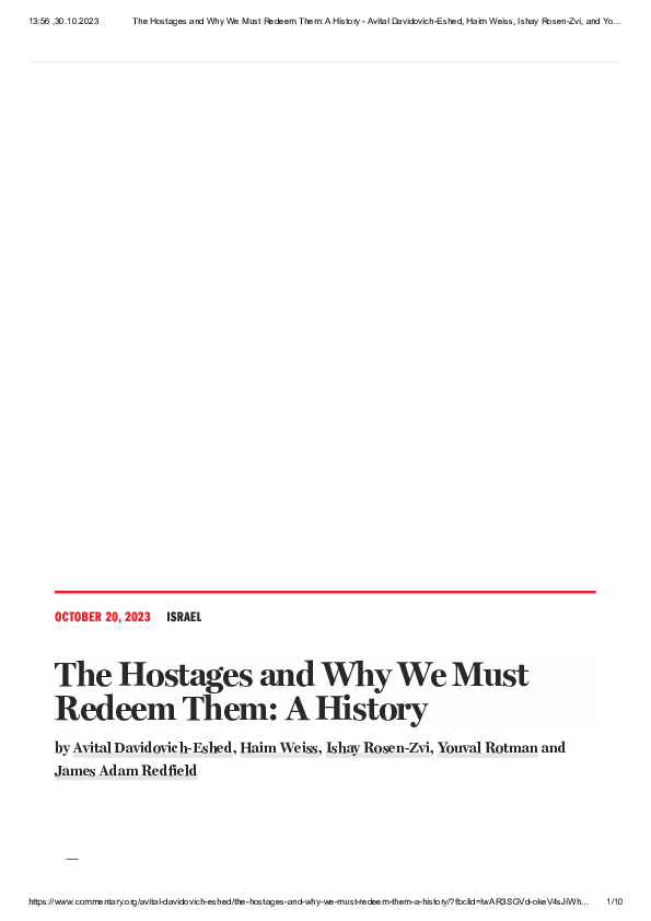 (PDF) The Hostages and Why We Must Redeem Them: A History