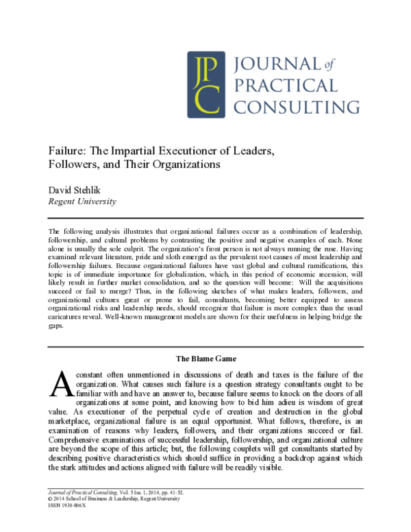 (PDF) Failure: The Impartial Executioner of Leaders, Followers, and ...